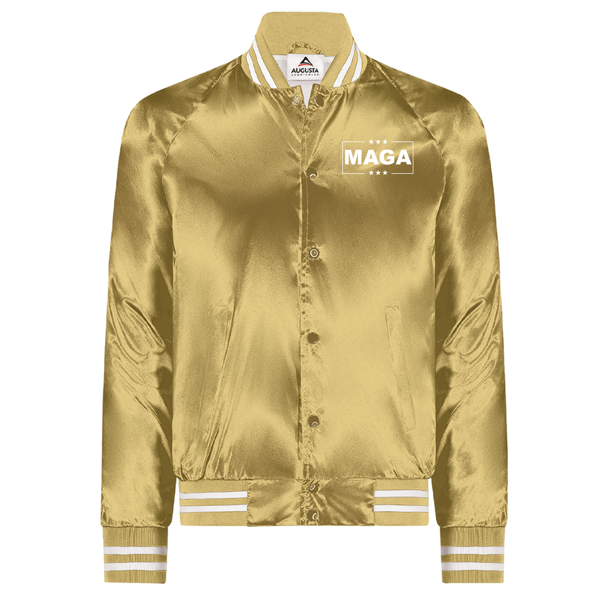 Gold Satin Varsity MAGA Jacket – Hogan's Beach Shop