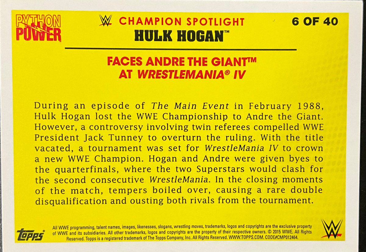 Topps Hulk Hogan Faces Andre 6 of 40 Trading Card – Hogan's Beach Shop